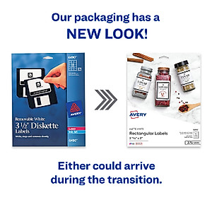 Avery Printable Blank Rectangle Labels, 2-11/16" x 2", Matte White, 375 Customizable Labels (6490)