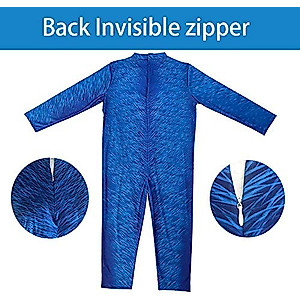 Yakogy Cartoon Costumes for Kids Cosplay Full Bodysuit Jumpsuit with Gloves/Headpiece,S Blue