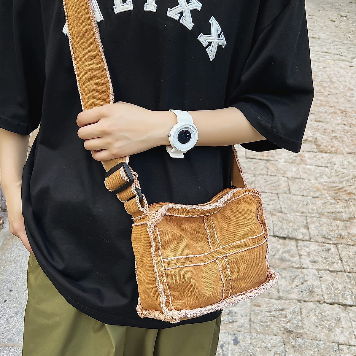 Micmores Hobo Bags for Women Small Crossbody Purse Y2K Canvas Tote Bag Stylish Handbag Fashion shoulder Bag (Brown)