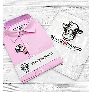 Black n Bianco Boys' Signature Oxford Long Sleeve Dress Shirt Pink Size 12