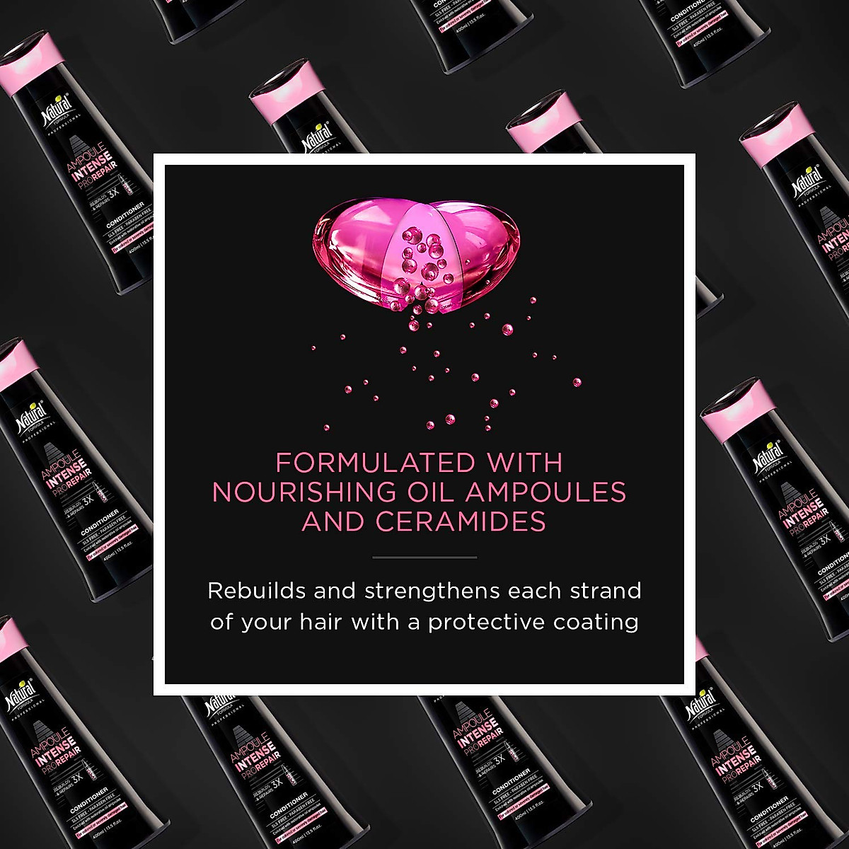 Natural FORMULA Ampoule Intense Hair Conditioner - Professional Ampoule Treatment with Natural Oils - Repair, Restore and Nourish Damaged, Dry, and Color-Treated Hair - Paraben Free - 13.5 Fl Oz