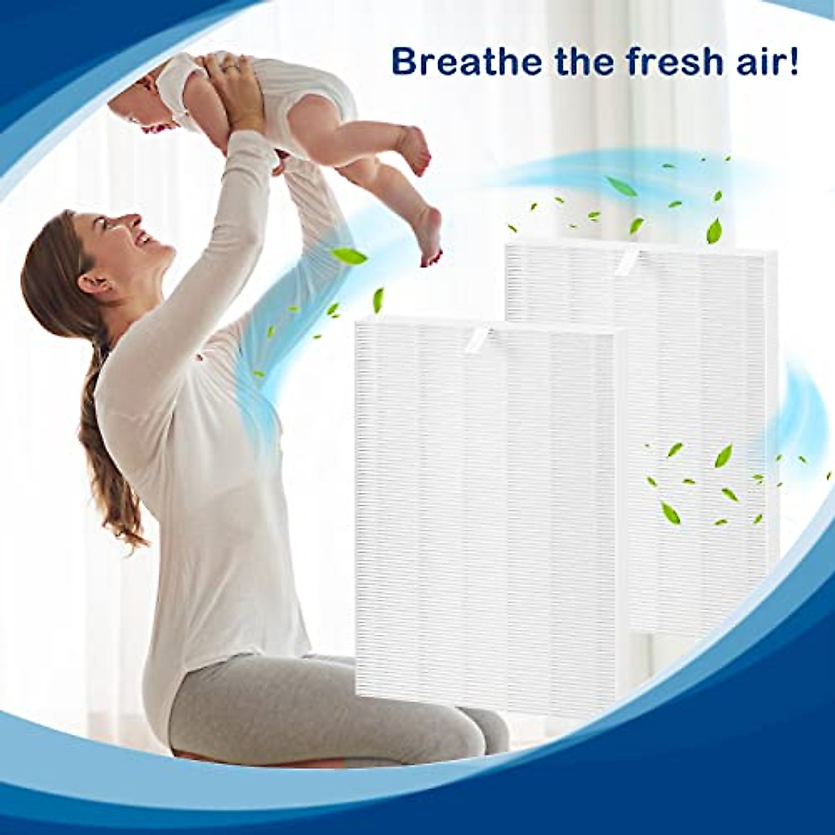 114190 True HEPA Replacement Filters B Compatible with Winix 9500 U300 P300 WAC9000 WAC9500 WAC5000 WAC5000b WAC5300 WAC6300 WAC5500 Air Cleaner, Compared to Winix Filter B 114190 (2 Pack HEPA Only)