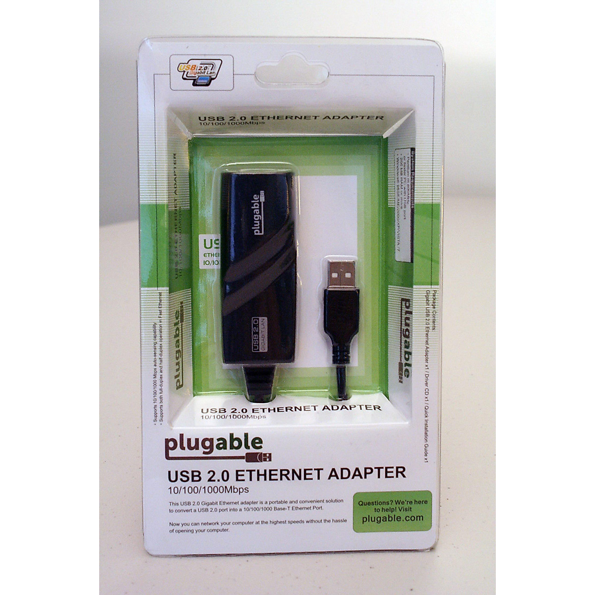 Plugable USB 2.0 to Gigabit Ethernet Adapter, Fast and Reliable Gigabit Connection, Compatible with Windows, Chromebook, Linux