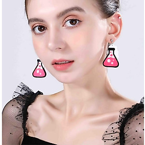 CutieJewelry Potion Bottle Science Lab Chemistry Jar Dangle Cute Earrings (Pink)