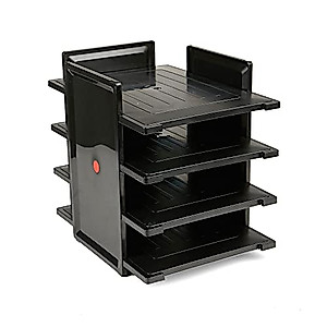 Mind Reader 4 Tier Desktop Document and Folder Tray Organizer, Black