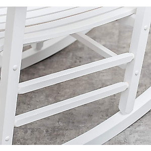 BplusZ Patio Outdoor Rocking Chair Set 3 Piece Furniture Rocker with Small Side Table for Bistro Porch White