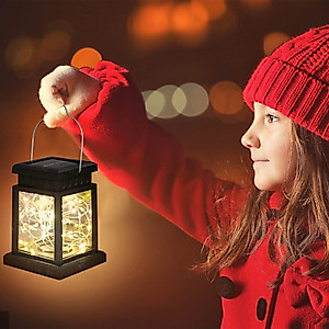 Solar Lanterns Outdoor Hanging Solar Star Lantern 4PCS LED Warm Light for Halloween & Christmas, Solar Powered Led Lantern Decorative for Patio Yard Garden.