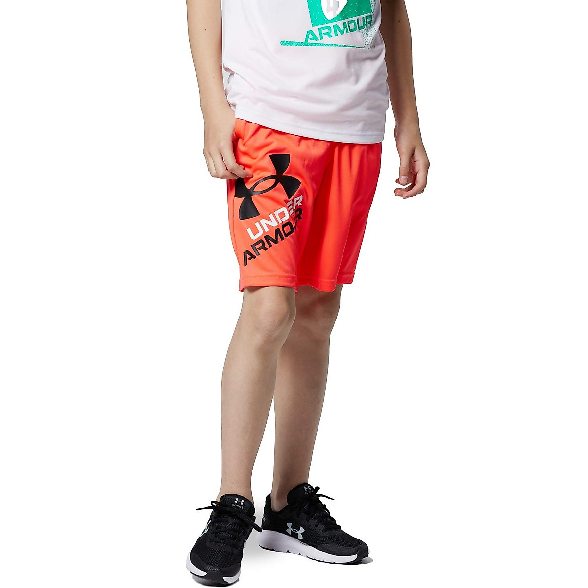 Under Armour boys Prototype 2.0 Logo Shorts , Beta (628)/Black , Youth X-Large