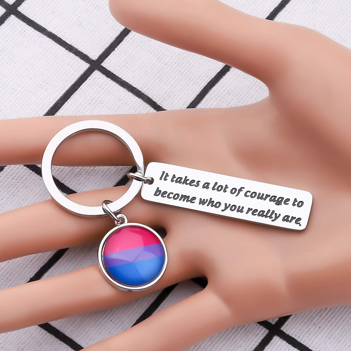 SEIRAA Bisexual Pride Keychain It Takes a Lot of Courage to Keychain Bisexual Pride LGBTQ Gifts (Bisexual Keychain)