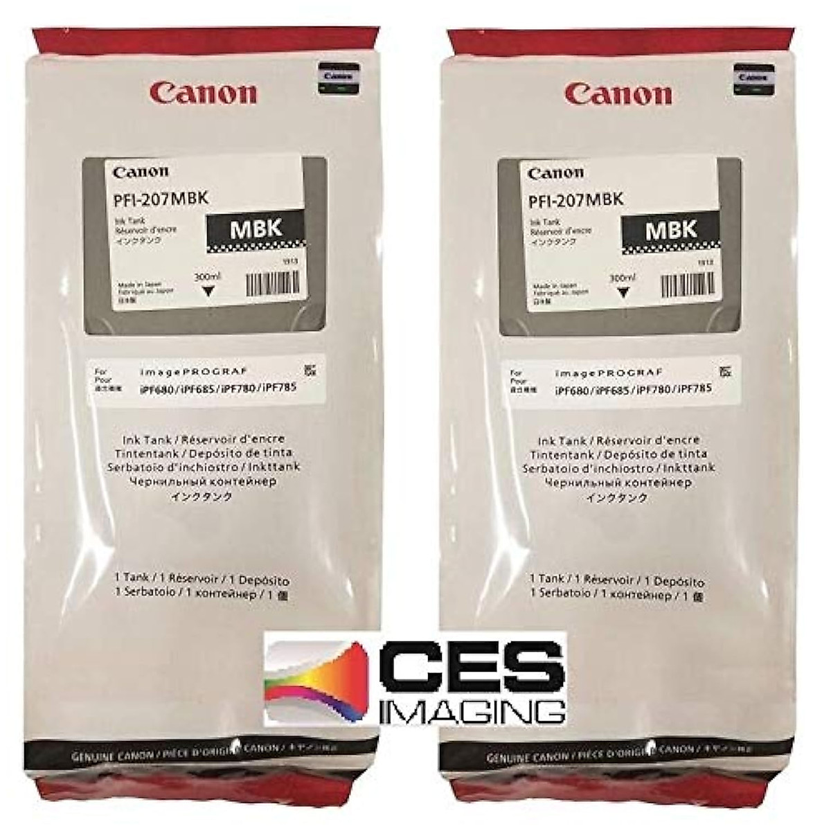 Canon 2 PFI-207MBK 300ml Matte Black Ink Cartridges in Retail Package