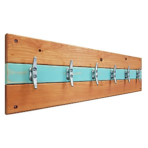 Cape May Boat Cleat Clothing, Coat or Towel Rack, Nautical Home Decor - Coat Hooks - - 20 Colors : Shown in Colonial Maple & Sea Blue