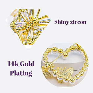 JOYWIKO Brooches and Pins with Pearl and Crystal, Fashion Elegant Lapel Pin Jewelry Gifts for Women, Fashionable Accessories (White Heart)