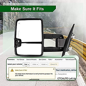 CTCAUTO Towing Mirrors Fitment For 2014-2019 for Chevy for Silverado for GMC for Sierra Tow Mirrors with Driver and Passenger Side Power Adjustment Heated with Turn Signal Light Puddle Light Black