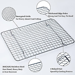 Cooling Rack For Baking, Aisoso Rack with 18/8 Stainless Steel Bold Grid Wire, Multi Use Oven Rack Fit Quarter Sheet Pan, Oven and Dishwasher Safe, 8.5 x 12 Inches