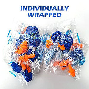 12 Pairs Corded Silicone Ear Plugs - Individually Wrapped - Reusable Noise Cancelling Earplugs for Hearing Protection - Shooting Range Noise Reduction, Construction Work, Hunting Ear Protection