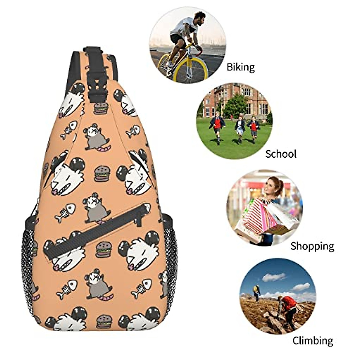 Opossum Pattern Outdoor Hiking Backpack :>> Suitable For Men And Women Riding Strong And Sturdy High Storage Capacity Daily Travel