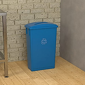 Krollen Industrial 23 Gallon Blue Recycle Slim Jim Trash Can with Paper Slot