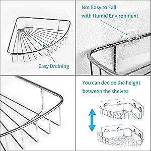 SMARTAKE 2 Pack Corner Shower Caddies 13-Piece Drawer Organizers - SUS304 Shower Caddies, Plastic Storage Organizer with Non-Slip Pads for Toilet, Dorm and Kitchen