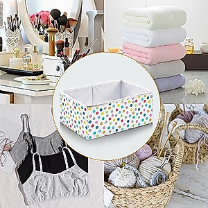 Emelivor Polka Dot Cube Storage Bin Fabric Storage Cubes Large Storage Baskets for Shelves Collapsible Cube Organizer Bins for Shelves Nursery Closer Bedroom Home,11 x 11inch