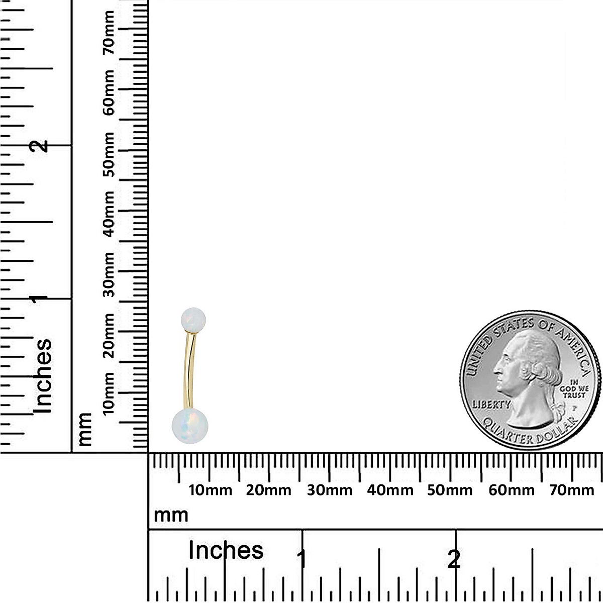 AVORA 10K Yellow Gold Simulated Opal Belly Button Ring Body Jewelry (14 Gauge)