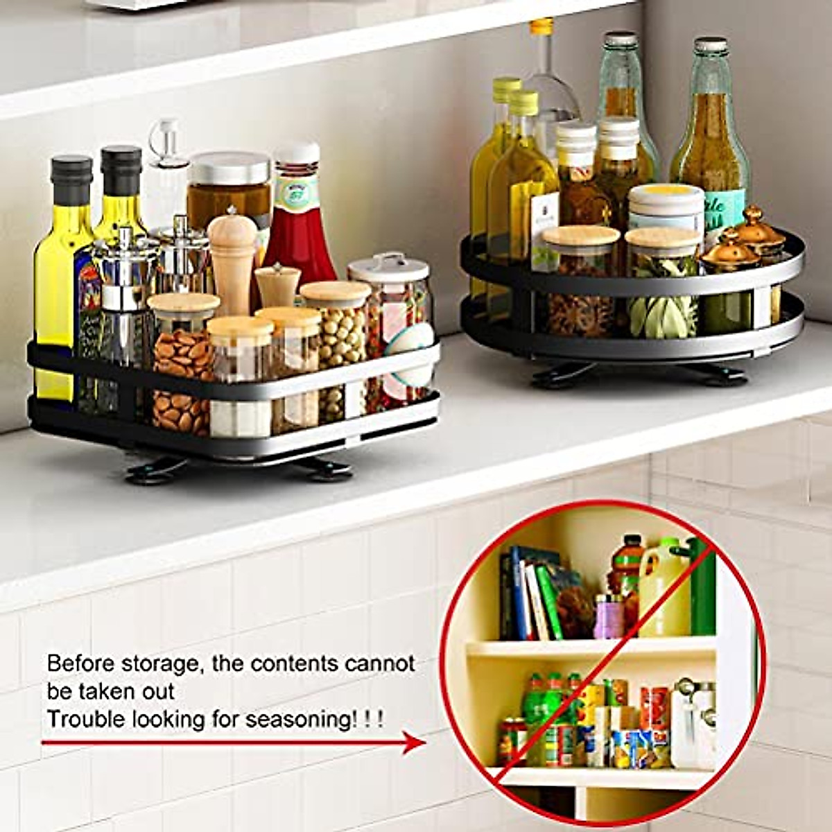 BTSEURY 360° Rotating Storage Rack, 3-Tier Bathroom Countertop Organizer, Kitchen Rack Organizer Counter Storage Shelf