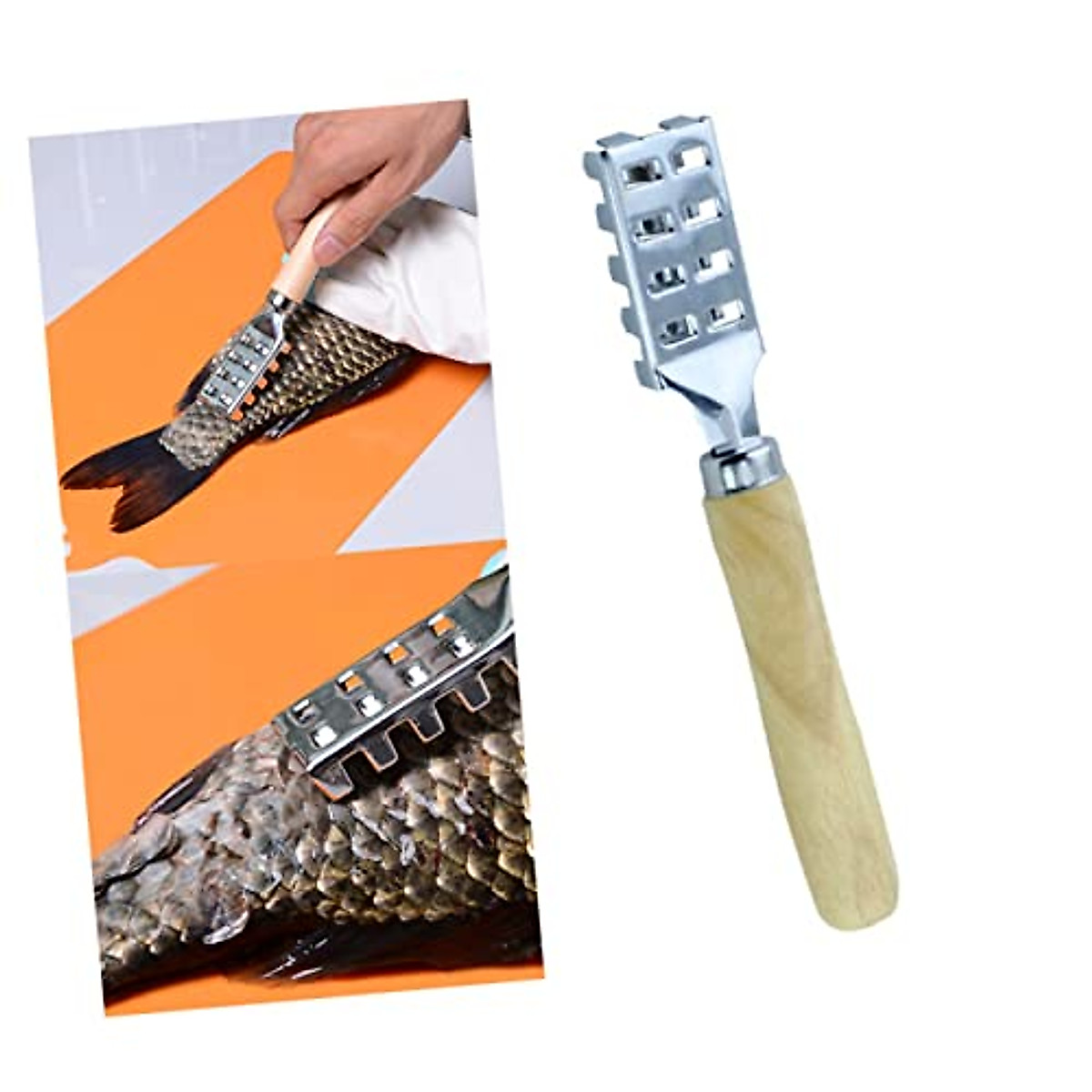 Fish Skin Cleaner Remover Fish Scale Kitchen Fish Scale Scraper Cleaner Fish Scales Manual Fish Scales Fish Scale Brush Scales Silver Manual Bamboo Fish Scraper