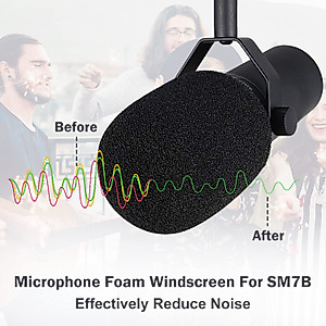 Boseen Boom Mic Arm Stand for Shure SM7B with SM7B Pop Filter, Upgraded Adjustable Suspension Scissor Mic Stand Desk Mount with Extension Tube for Video, Podcast, Gaming