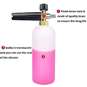 yuye-xthriv High Pressure Car Wash Water Guns Garden Foam Watering Can Adjustable Rotary Nut Pressure Washer Snow Foam Spray Lance with 1L Bottle Grey
