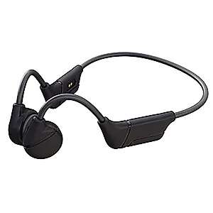 Loluka Wireless Open Ear Bone Conduction Headphones with Microphone Podcast Induction Bluetooth Earphones Sweatproof Sports Headset Lightweight Waterproof for Running Driving Hiking Bicycling Black