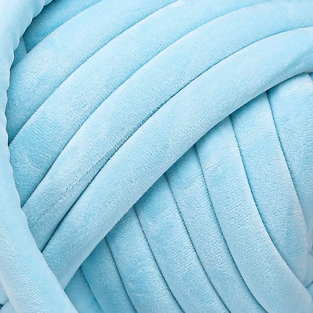Chunky Yarn for Hand Knitting Blanket Knotted Pillow，Super Soft Vegan Light Blue Velvet Yarn Jumbo Fluffyh Braided Cotton Bulky Giant Yarn for Christmas DIY Home Decoration