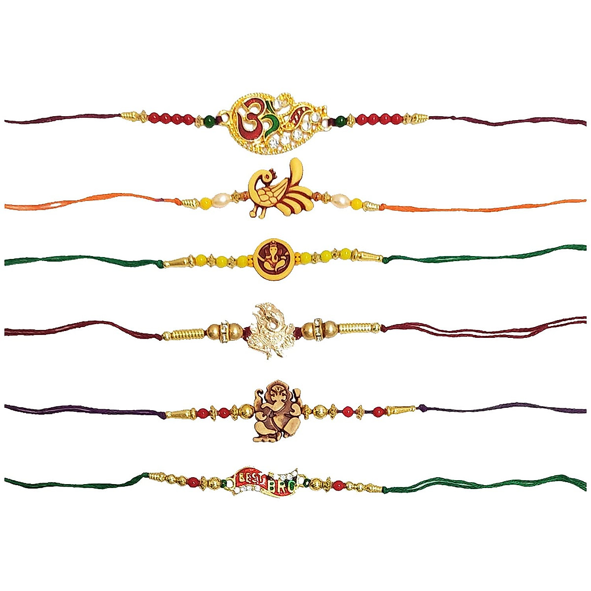 Belexy Rakhi Set of 12 for Raksha Bandhan, Designer Rakhi for Big Brother, Gift for Bro, Traditional Look Rakhi for Bhaiya, Bhabhi, Sister, Assorted Color