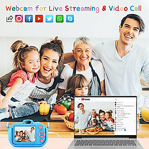 Kids Camera, Digital Camera for Kids 36M 2.7K Video Recorder with Fill-in Light, Automatic Shut-Down, 2.0 Inch Screen, Video Camera Christmas Birthdays for Girls Boys Toddlers Age 3 4 5 6 7 8 (Blue)