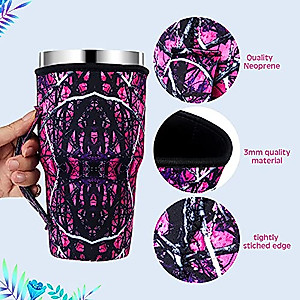 24 Pieces Iced Coffee Cup Sleeves Reusable Iced Coffee Cup Cover Neoprene Insulated Cup Sleeves Drinks Sleeve Holder for 30-32 oz Iced Coffee Cup Cold Hot Beverages Drinks, 24 Styles