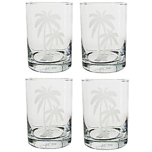 Chesapeake Bay 68683 4 Palm Tree Whiskey or Juice Glasses 4 Inches Tall 8 Ounce Capacity