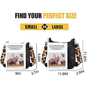 NOL Natural Organic Lifestyle Women Crossbody Handbag Retro Vegan Leather Messenger Bag with Romovable Leopard Shoulder Strap (Black Medium)