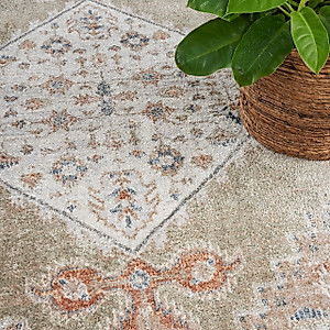 Nourison Astra Machine Washable Bohemian Sage Multi 5'3" x 7' Area -Rug, Easy -Cleaning, Non Shedding, Bed Room, Living Room, Dining Room, Kitchen (5x7)