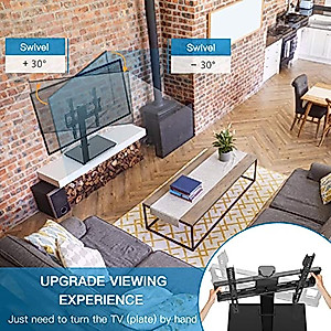 PERLESMITH Swivel Universal TV Stand/Base - Table Top TV Stand for 32-60 inch LCD LED TVs - Height Adjustable TV Mount Stand with Tempered Glass Base, VESA 400x400mm, Holds up to 88lbs PSTVS09
