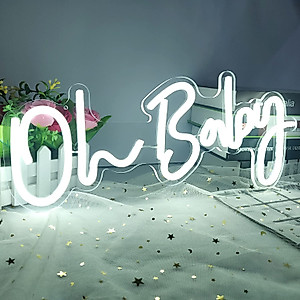 Oh Baby Neon Sign for Wall Decor Dimmable White Reusable Oh Baby Led Sign Oh Baby Light Up Sign Oh Baby Neon Sign for Backdrop Baby Shower Decorations,Birthday Party,Wedding Decor Christmas Gift