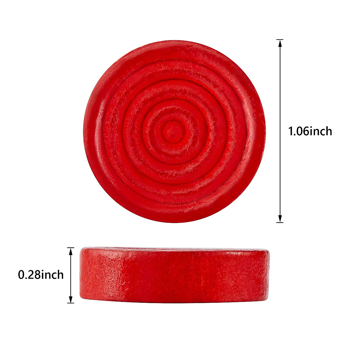 48 Pieces Wooden Checkers 1.06 Inch Wooden Checkers Pieces with Stackable Ridge in Drawstring Storage Pouch Red Black Dark Brown Wood Color (Red, Black, Dark Brown, Natural Color)