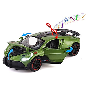 XXHUYAO 1/32 Bugatti Divo Metal Die Casting Toy Car for 3 to 12 Year Old Boy,Pull Back Car,5.9 inch Length (Green)