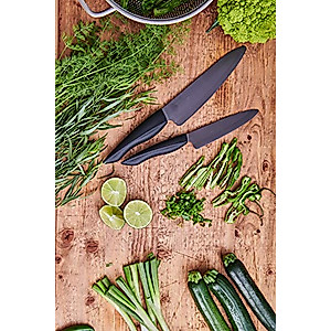 Kyocera Innovation Series Ceramic 5" Slicing Knife, with Soft Touch Ergonomic Handle-Black Blade, Black Handle
