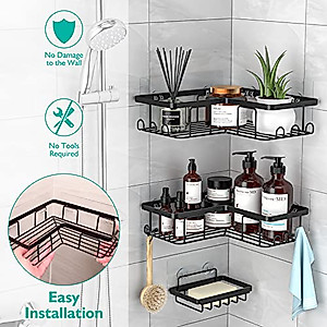YASONIC Corner Shower Caddy and Adhesive Shower Caddy, Storage Organization for Bathroom, Save Space, Bundle Sales - 2 Pack