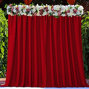 Joydeco Red Backdrop Curtain for Parties, Photography Backdrop Drapes for Wedding Background Decorations, Wrinkle Free 5ft x 10ft Set of 2 Panels Curtains with Rod Pockets
