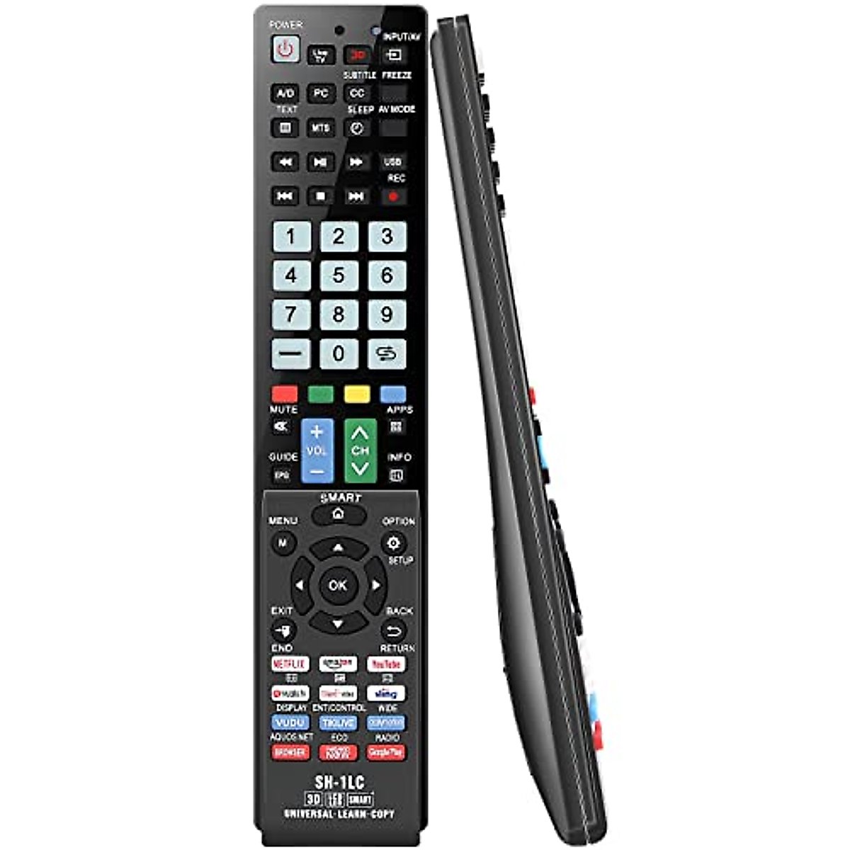 Gvirtue Universal Remote Control Replacement for Sharp-Smart-TV-Remote All Sharp AQUOS LED LCD HDTV 3D 4K UHD Smart TV with Backlit, Netflix, You Tube, Amazon, Sling, Vudu, Google Play Button