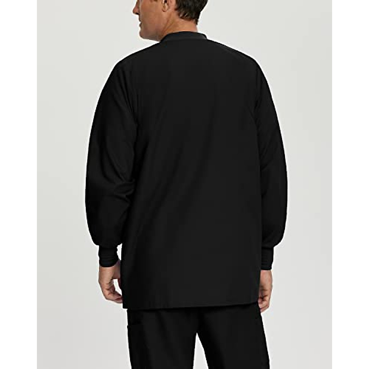 Landau Essentials Relaxed Fit 5-Pocket Snap-Front Scrub Jacket for Men 7551, Black, Medium