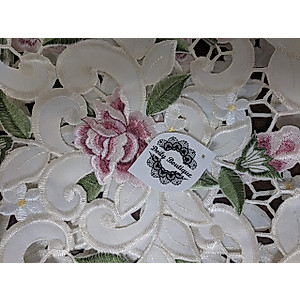 Doily Boutique Place Mat or Doily with a Light Pink Cutwork Rose, Size 11 x 17 inches