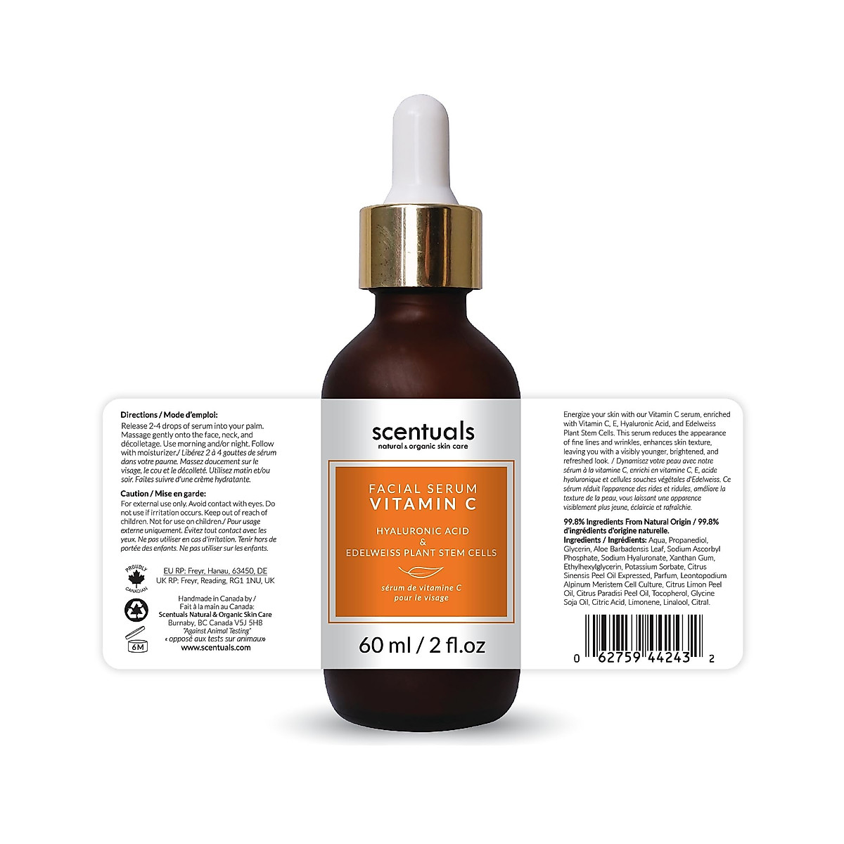 Scentuals Vitamin C Serum for Face, Brightening Serum, Reduce Look of Fine Lines & Wrinkles, Water-Based 2 fl.oz|60 ml