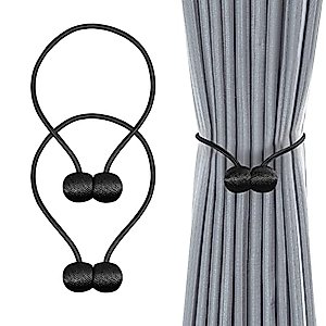 Aosivm Magnetic Curtain tiebacks,Curtain tie Backs,tiebacks for Drapes or Curtains Elegant Decorative Home Bedroom Office (Black, 2)