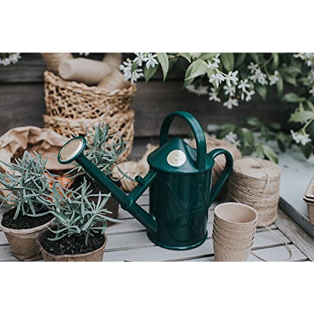 Haws Bosmere Heritage Plastic Watering Can, Mini Water Can for Indoor Plants, Succulents, Seedlings, and Flowers | Green, 1 Quart
