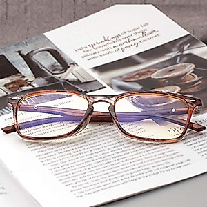 JOSCHOO Computer Reading Glasses Blue Light Blocking Readers Men and Women Glasses of Reading (Brown Stripe, 0.0)